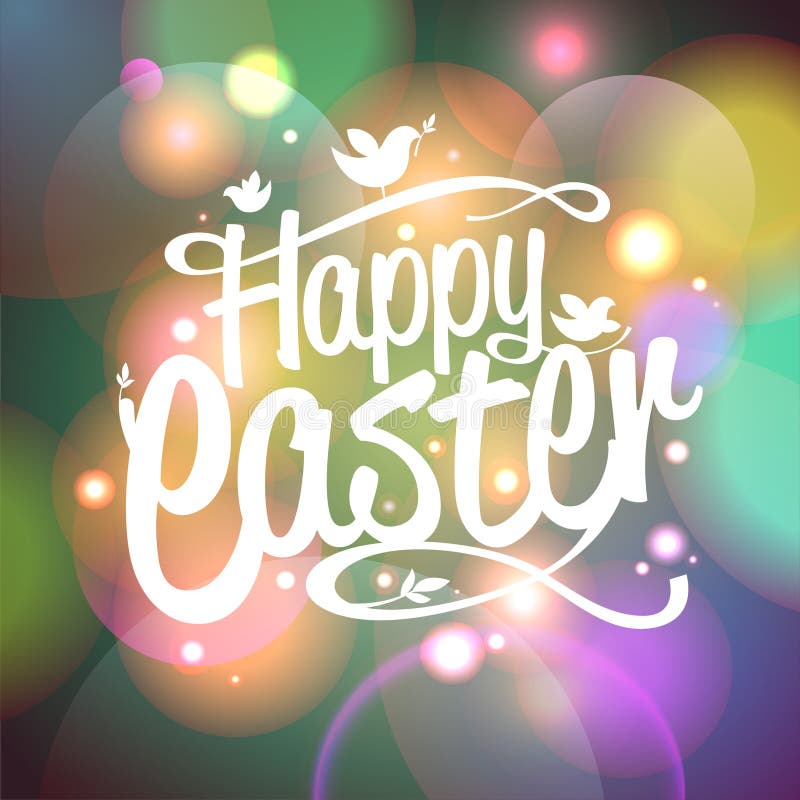 Happy Easter Card with Bokeh Lights. Stock Vector - Illustration of ...