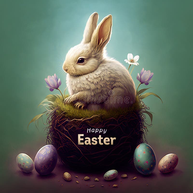 Happy Easter Bunny, Rabbit Smoking Marijuana Joint. Generative AI Stock ...