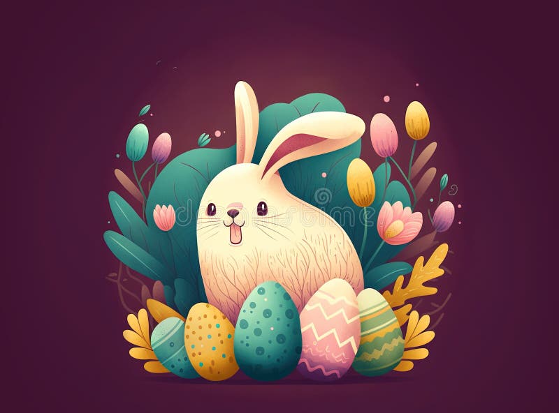 Happy Easter Card. Happy Easter, Bunny, Eggs, Rabbit. Generative AI ...