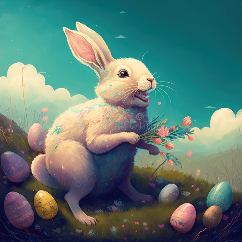 Happy Easter Bunny, Rabbit Smoking Marijuana Joint. Generative AI Stock ...