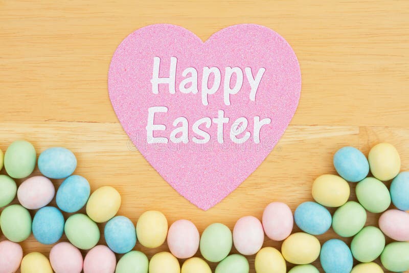Happy Easter Card with Candy Easter Egg Stock Image - Image of texture ...