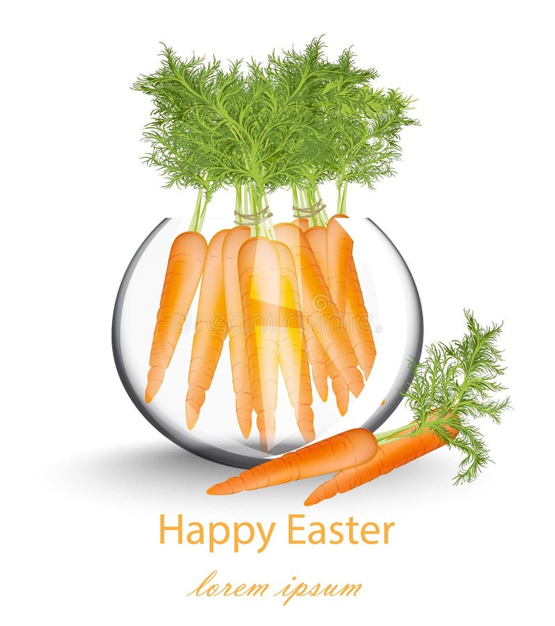 Happy Easter Card with Carrots in a Glass Pot Vector Stock Illustration ...