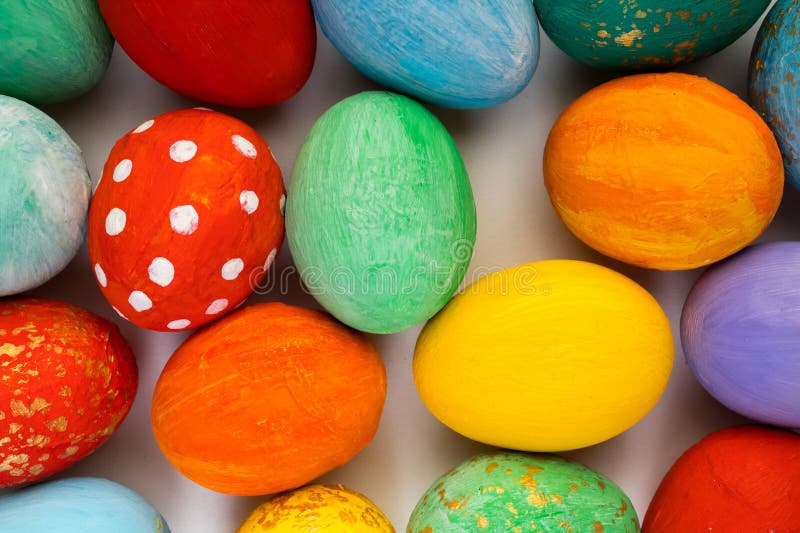 Happy Easter Card. Colorful Shiny Eggs Background. Copy Space for Text ...