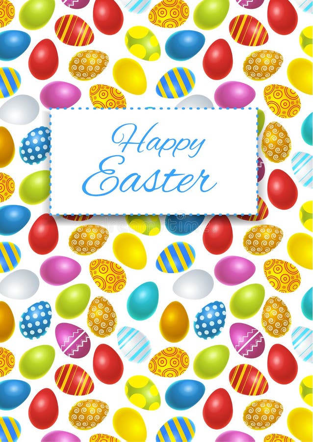 Happy Easter Card Cover with Colourful Eggs Stock Illustration ...