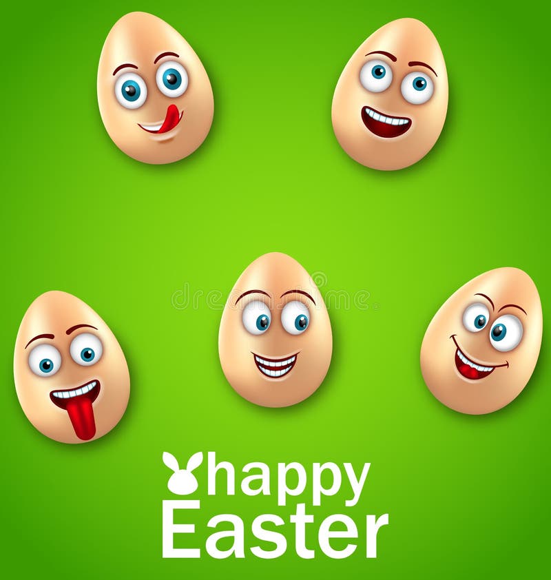 Happy Easter Card with Crazy Eggs, Positive Emotions Stock Vector ...