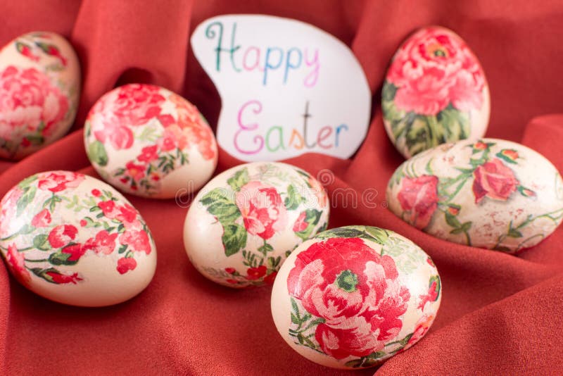 Happy Easter Card with Decorated Easter Eggs Stock Image - Image of ...