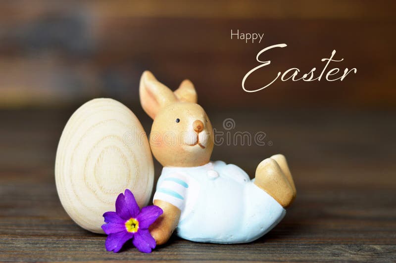 Happy Easter Card with Easter Egg and Easter Bunny Stock Image - Image ...