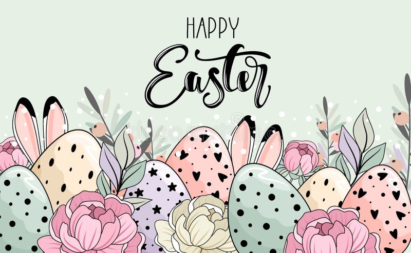 Happy Easter Card with Handwritten Phrase. Calligraphy Stock Vector ...