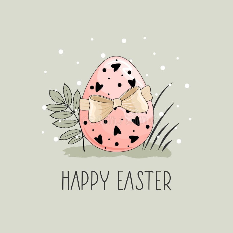 Happy Easter Card with Handwritten Phrase. Easter Elements, Flowers ...