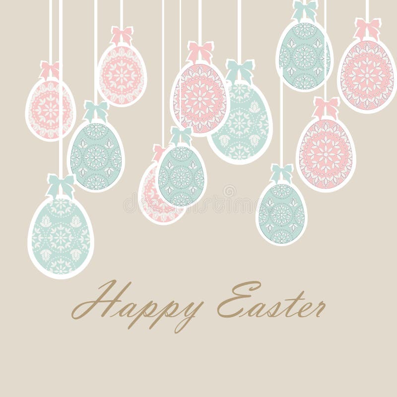 Happy Easter Card Illustration with Ornamented Classic Easter Eggs ...