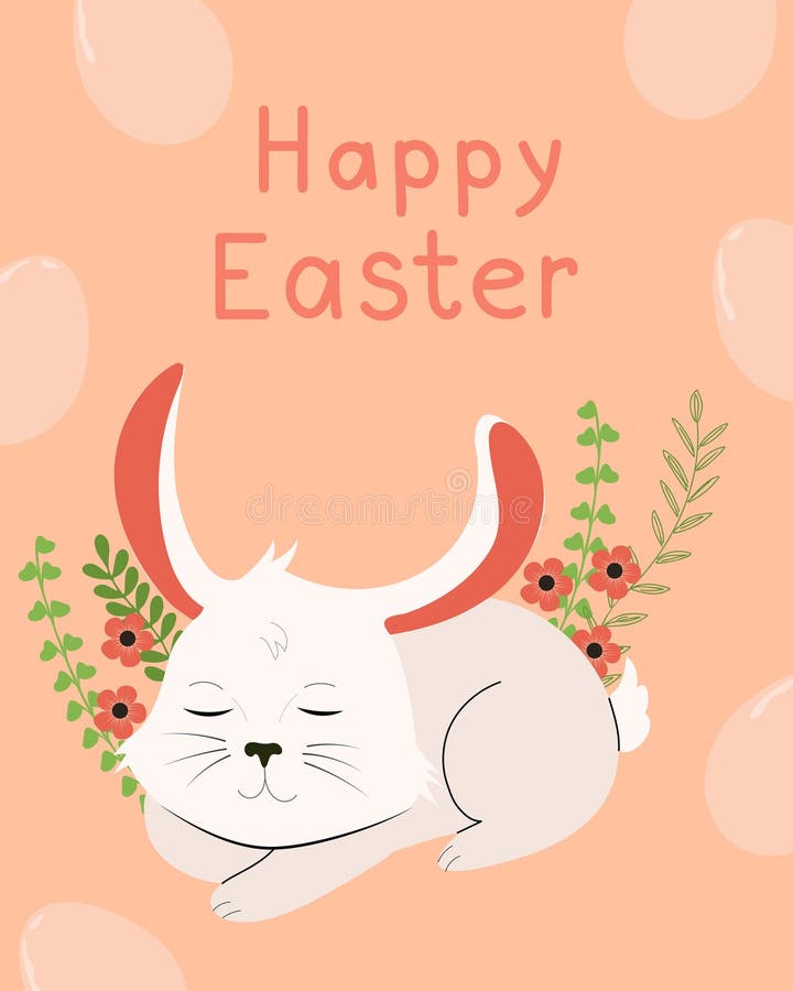 Happy Easter Card with Rabbit Stock Vector - Illustration of hunt ...