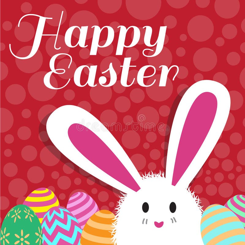 Happy Easter Card is Rabbit Egg and Red Dot Background Stock Vector ...