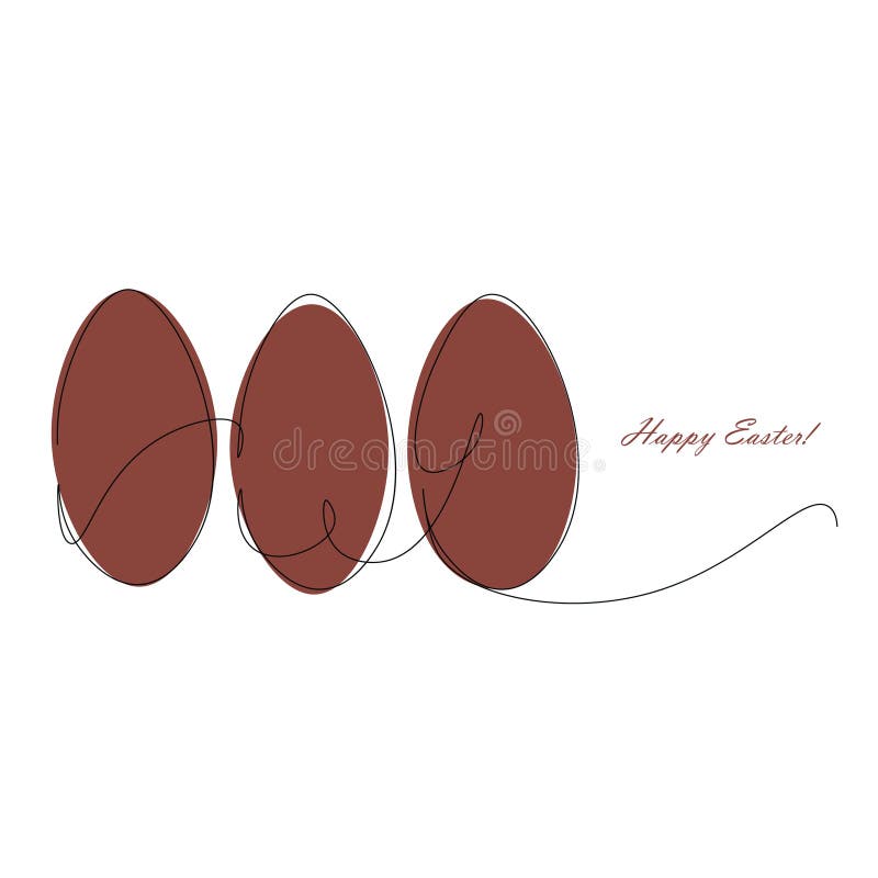 Easter Card with Red Eggs Line Drawing Vector Illustration Stock Vector ...