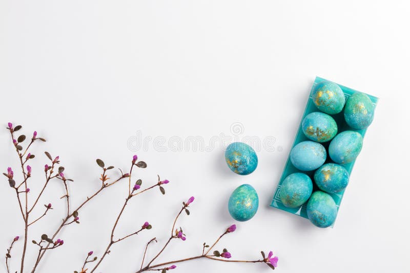 Happy Easter Card. Stylish Minimalistic Composition of Turquoise with ...