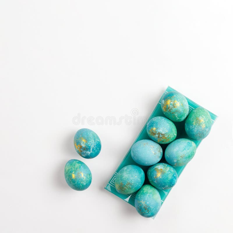 Happy Easter Card. Stylish Minimalistic Composition of Turquoise with ...