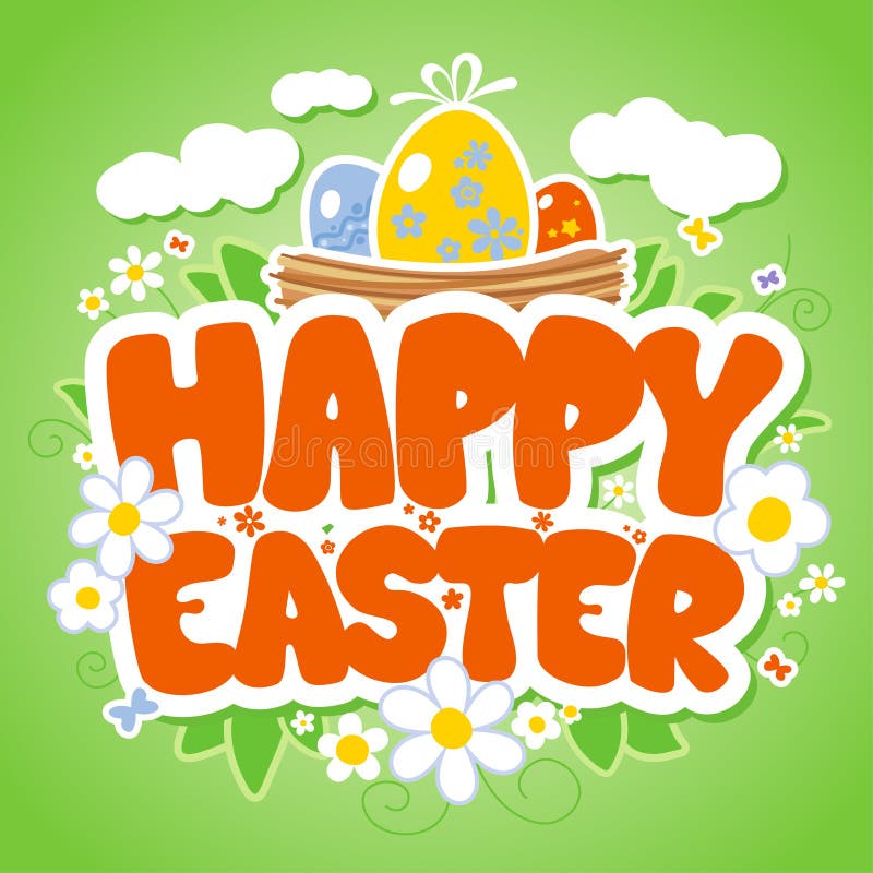 Happy Easter Card with Retro Eggs Stock Vector - Illustration of season ...