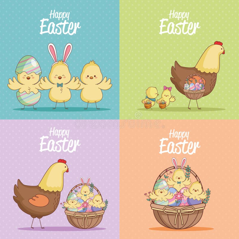 Happy Easter Cards Collection Stock Vector - Illustration of invitation ...