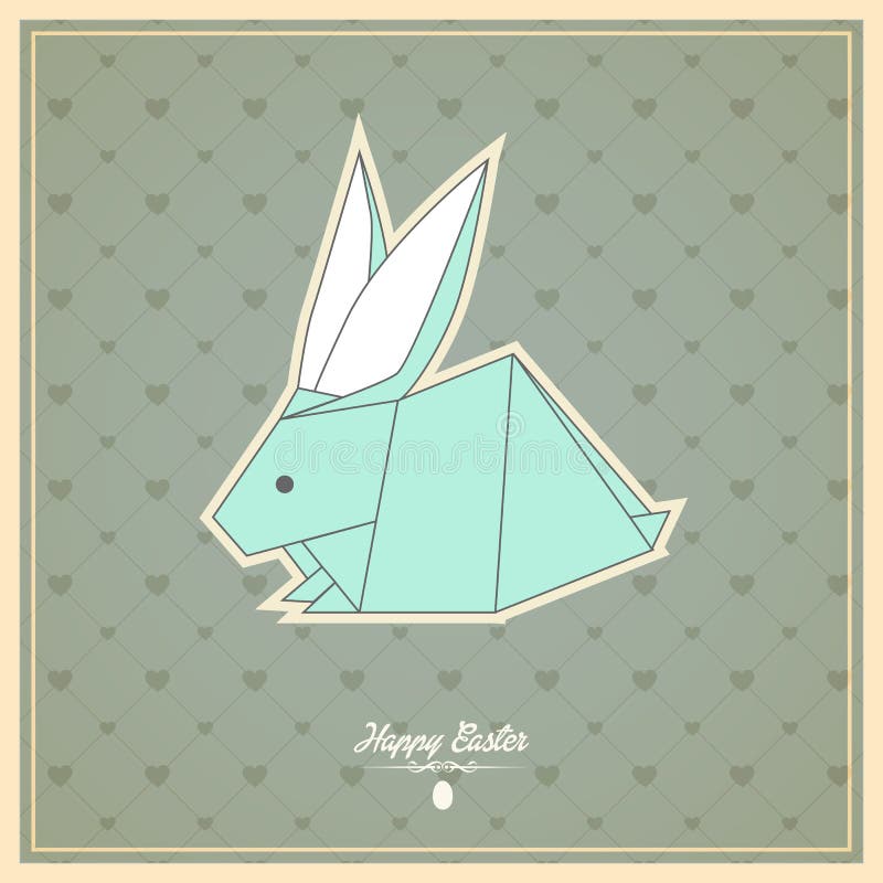 Happy Easter Cards with Origami Bunny Stock Illustration - Illustration ...