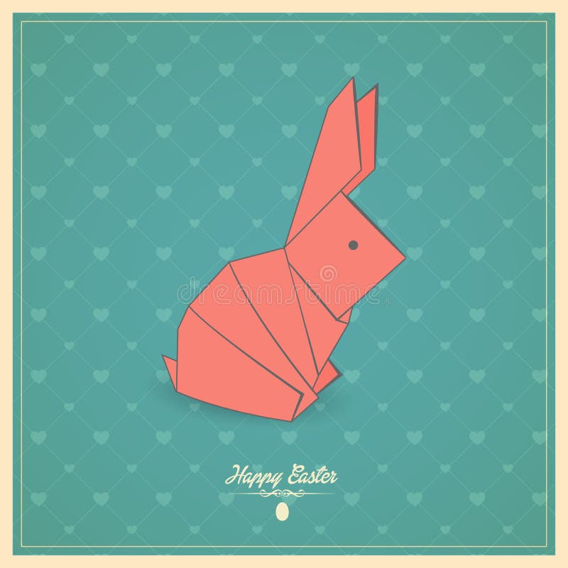 Happy Easter Cards with Origami Bunny Stock Illustration - Illustration ...