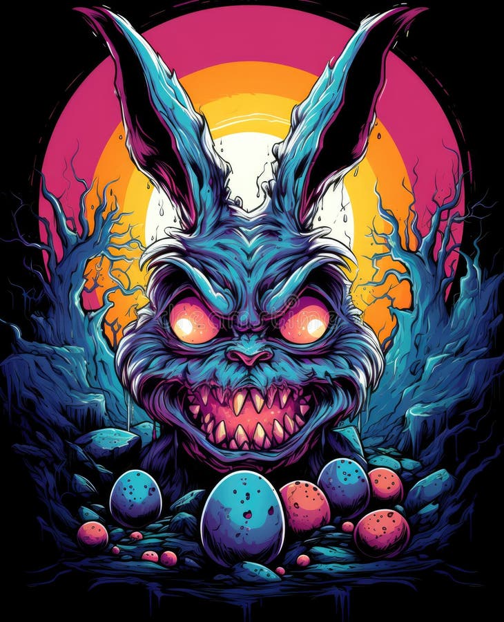Happy Easter. Cartoon Horror Illustration of Easter Celebration Stock ...