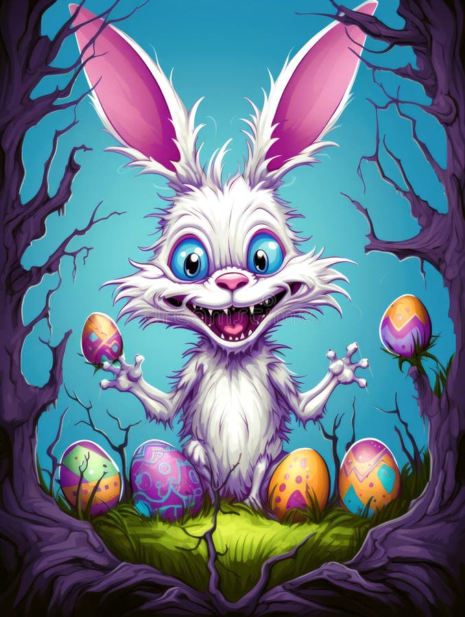 Happy Easter. Cartoon Horror Illustration of Easter Celebration Stock ...