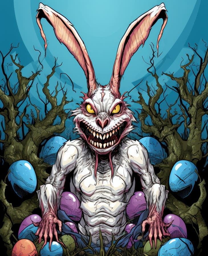 Happy Easter. Cartoon Horror Illustration of Easter Celebration Stock ...
