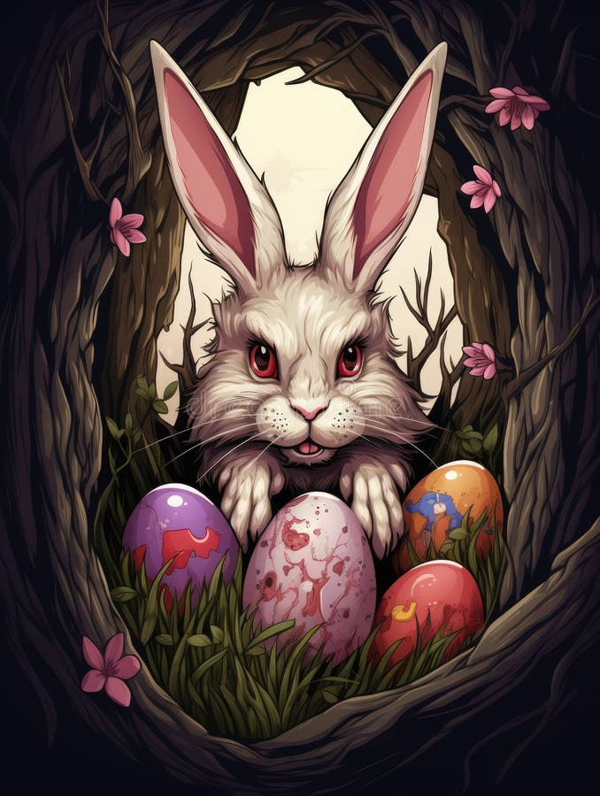 Happy Easter. Cartoon Horror Illustration of Easter Celebration Stock ...