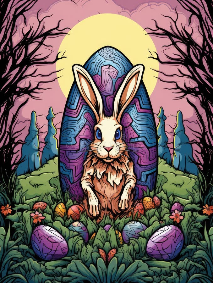 Happy Easter. Cartoon Horror Illustration of Easter Celebration Stock ...