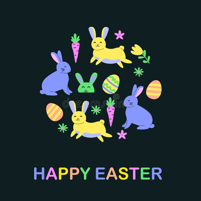 Happy Easter Celebration with Colorful Bunny and Egg Patterns Stock ...