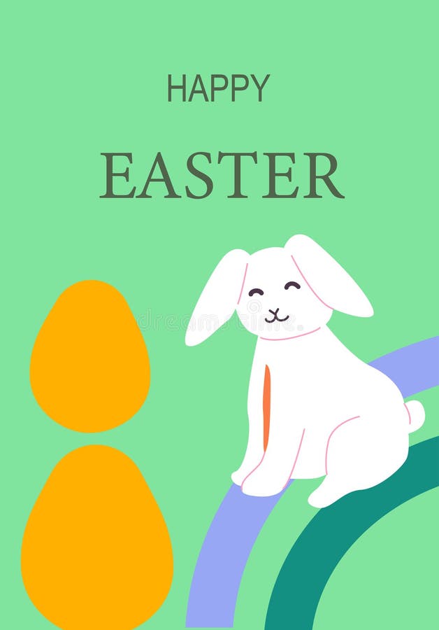 Happy Easter Celebration Design with Bunny and Eggs for Posters and ...