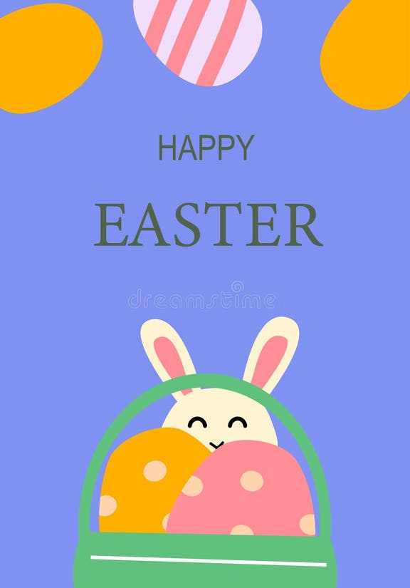 Happy Easter Celebration Poster with Bunny and Easter Eggs Design Stock ...