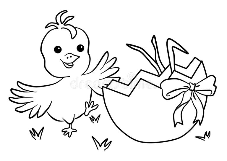 Chick Egg Shell Coloring Stock Illustrations – 157 Chick Egg Shell ...