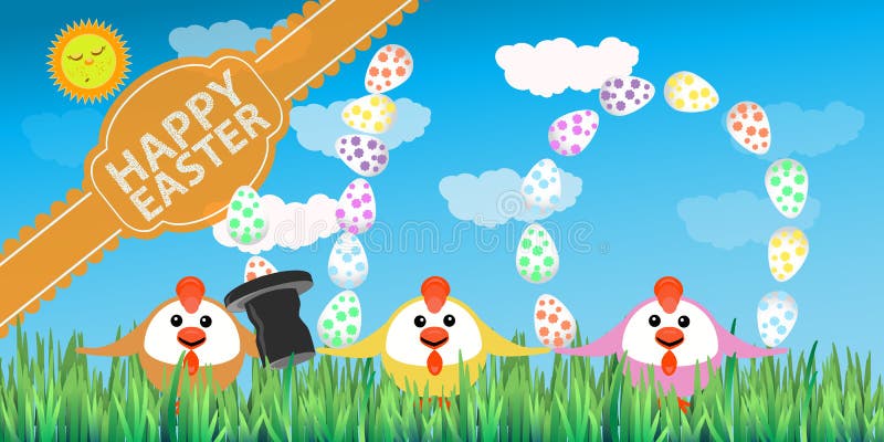 Happy Easter Chicken Circus Stock Illustration - Illustration of nature ...