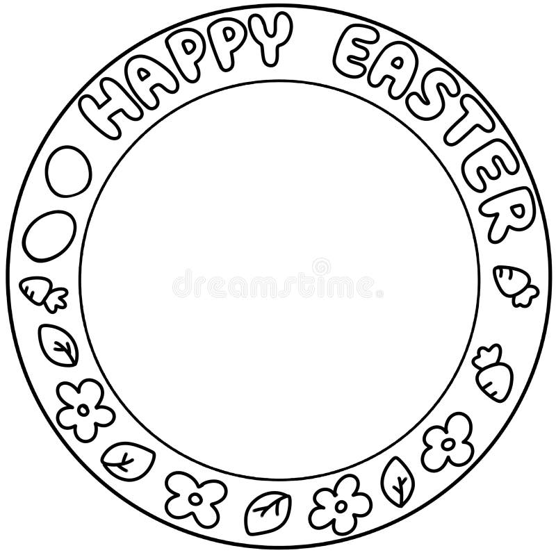 Happy Easter Circle Sign Line Illustration Stock Illustration ...