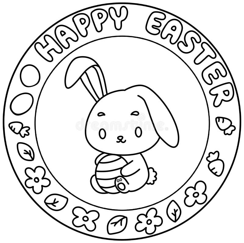 Happy Easter Circle Sign Line Illustration Stock Illustration ...