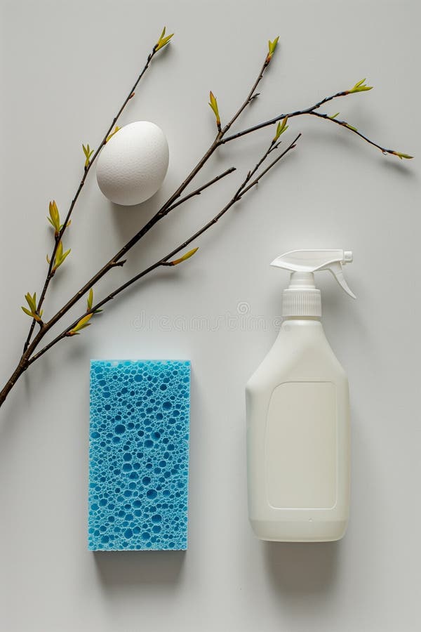 Happy Easter Cleaning Concept Detergent Decorations Background Copy ...