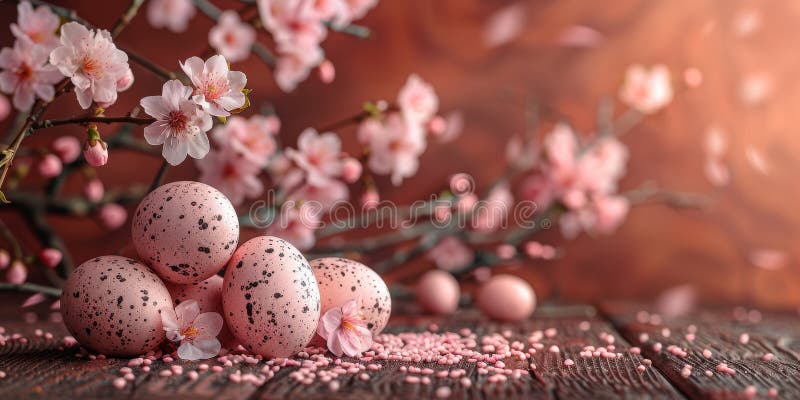 Happy Easter! Colorful Easter Chocolate Eggs with Cherry Blossoms Flat ...