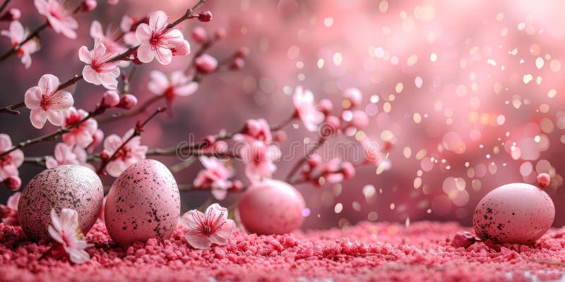 Happy Easter! Colorful Easter Chocolate Eggs with Cherry Blossoms Flat ...