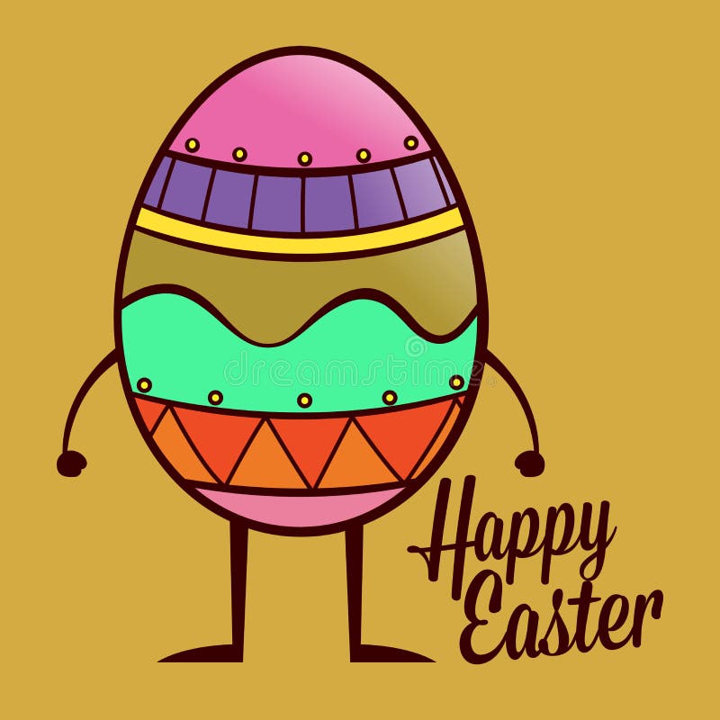 Happy Easter With Colorful Egg Character Stock Vector - Illustration of ...