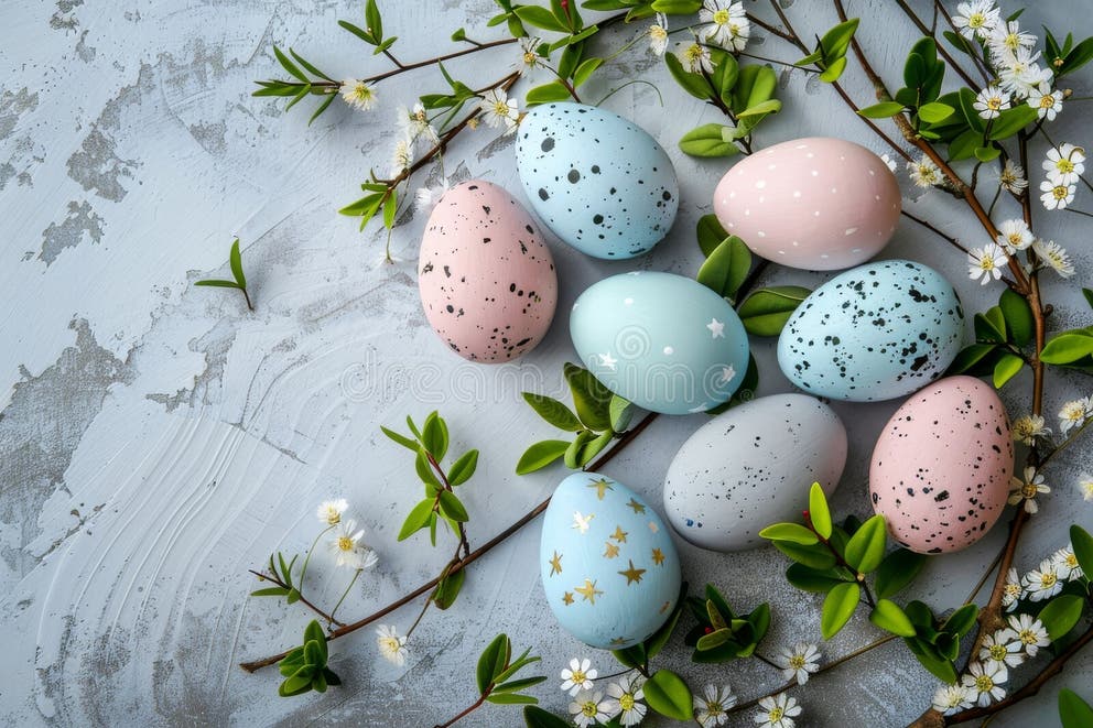 Happy Easter Computer Generated Eggs Happy Easter Basket. White Splashy ...