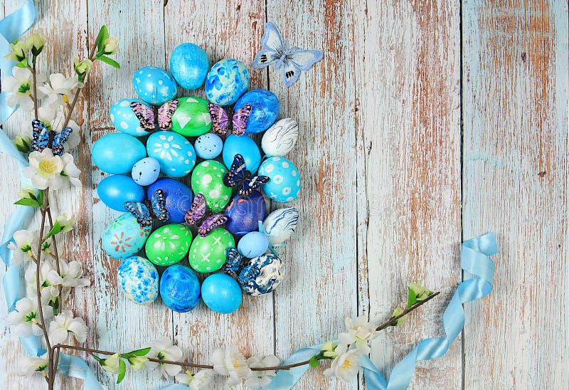 Happy Easter Concept, Composition with Decorated Easter Eggs ...