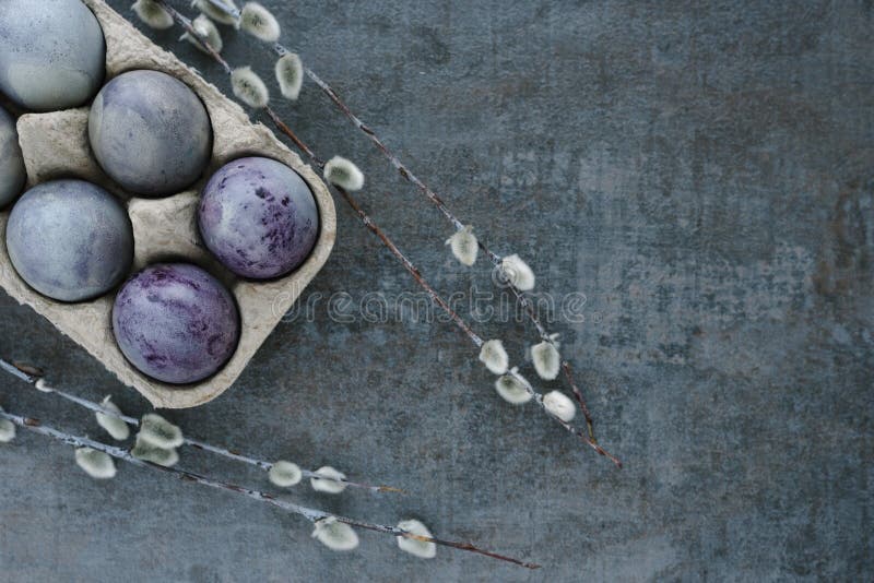 Happy Easter Concept. Cosmic-colored Decorated Easter Eggs Willow ...