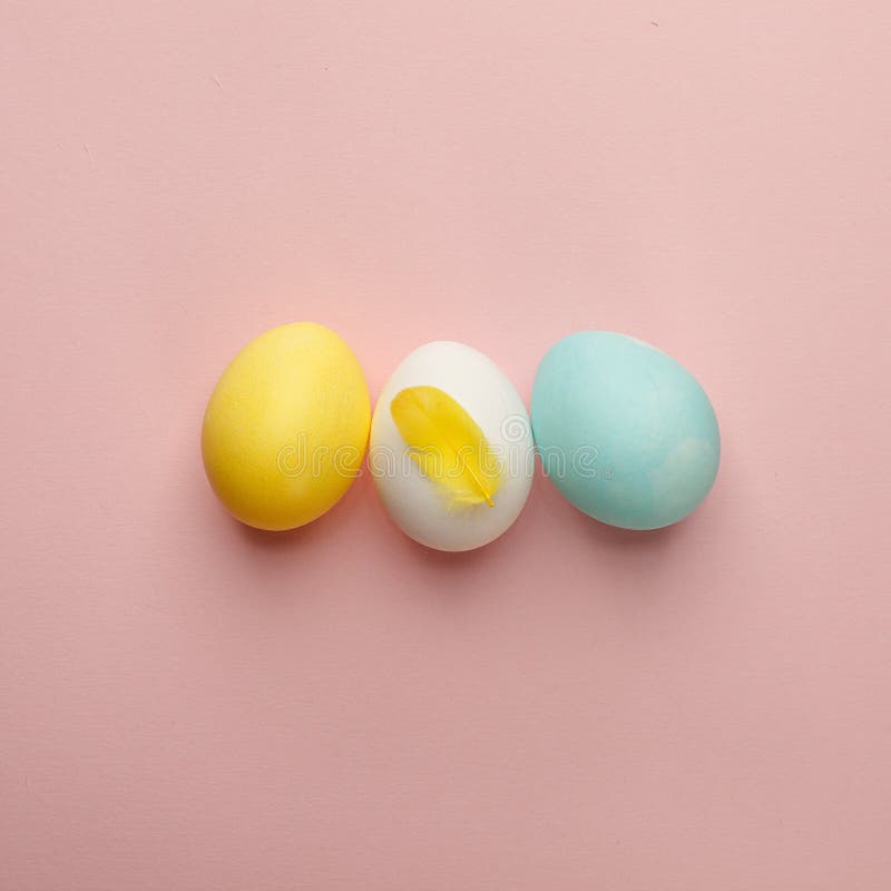 Happy Easter Concept. Flat Lay. Minimal Concept. Top View Stock Photo ...