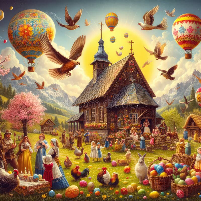 Happy Easter Concept Picture with Hidden Objects Stock Illustration ...