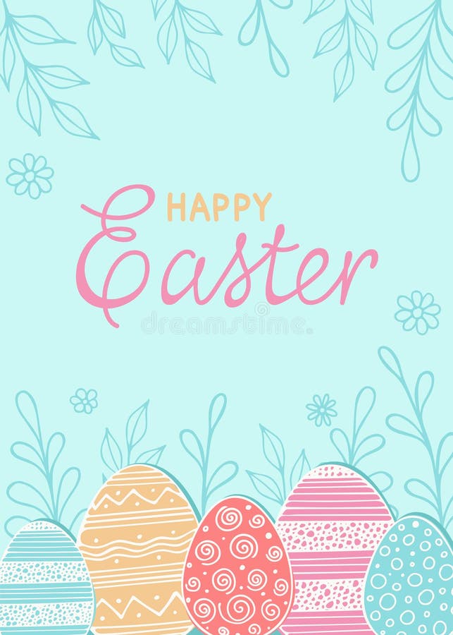 Happy Easter Congratulation Card Template in Pastel Colors Stock ...