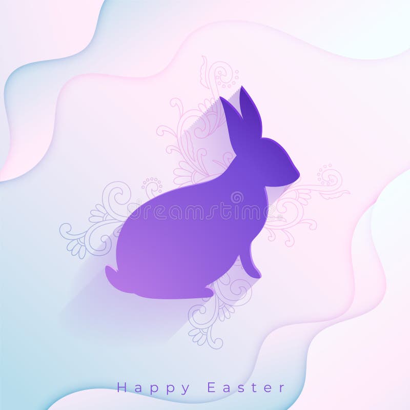 Happy Easter Greeting Background with Rabbit Silhouette and Tulip ...