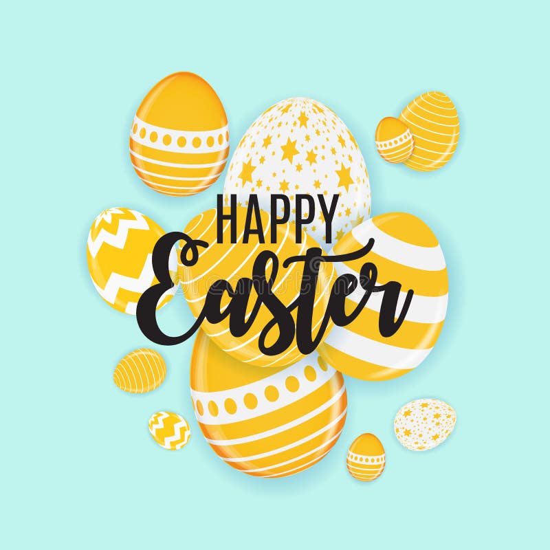 Happy Easter Cute Background with Eggs. Vector Illustration Stock ...