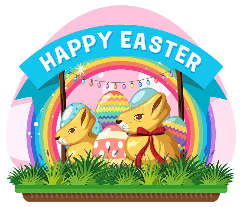 Happy Easter with Cute Bunny for Banner or Poster Design Stock Vector ...
