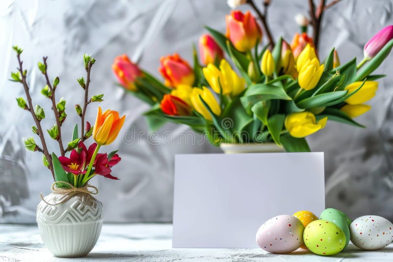 Happy Easter Cute Easter Card Eggs Easter Dinner Basket. White Climbing ...