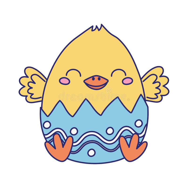 Happy Easter, Cute Chicken in Eggshell Decoration Cartoon Stock Vector ...